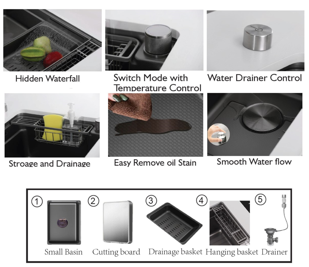 304 STAINLESS STEEL NANO KITCHEN SINK WITH 3D WATER DROP EMBOSSING ...