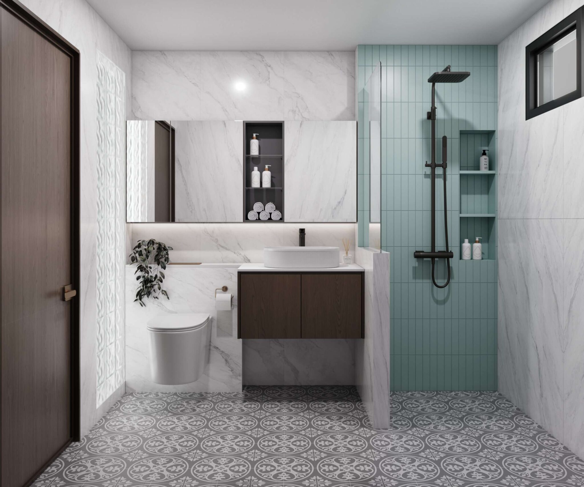 CUBI CUBE PVC VANITY MIRROR CABINET WITH EXTENDED SIDE CABINET - SYH ...